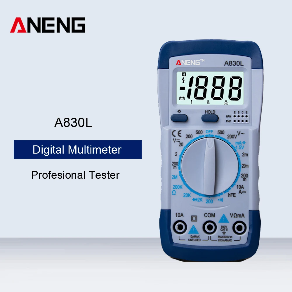 ANENG multímetro Digital LCD A830L, multiprobador portátil de corriente ...