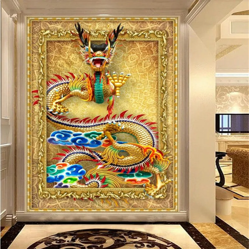Gold Chinese Dragon Wallpaper