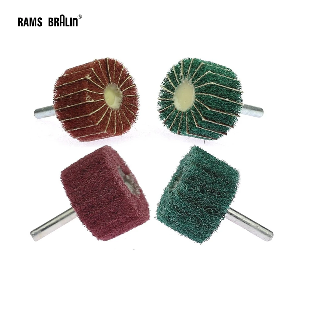 10 Pieces 6mm Shank Mounted Non-woven Scouring Mop Polishing Brush Flap ...