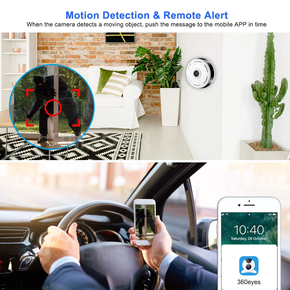 Mini Wifi IP Camera 1080P HD 360 Degree Camera IP Fisheye Panoramic 2MP ...