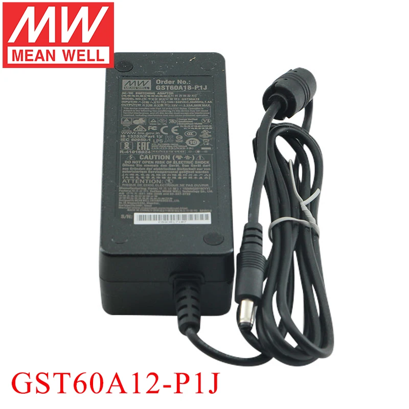 MEAN WELL GST60A Industrial Power Adapter 5V 7.5V 9V 12V 15V 18V 24V ...