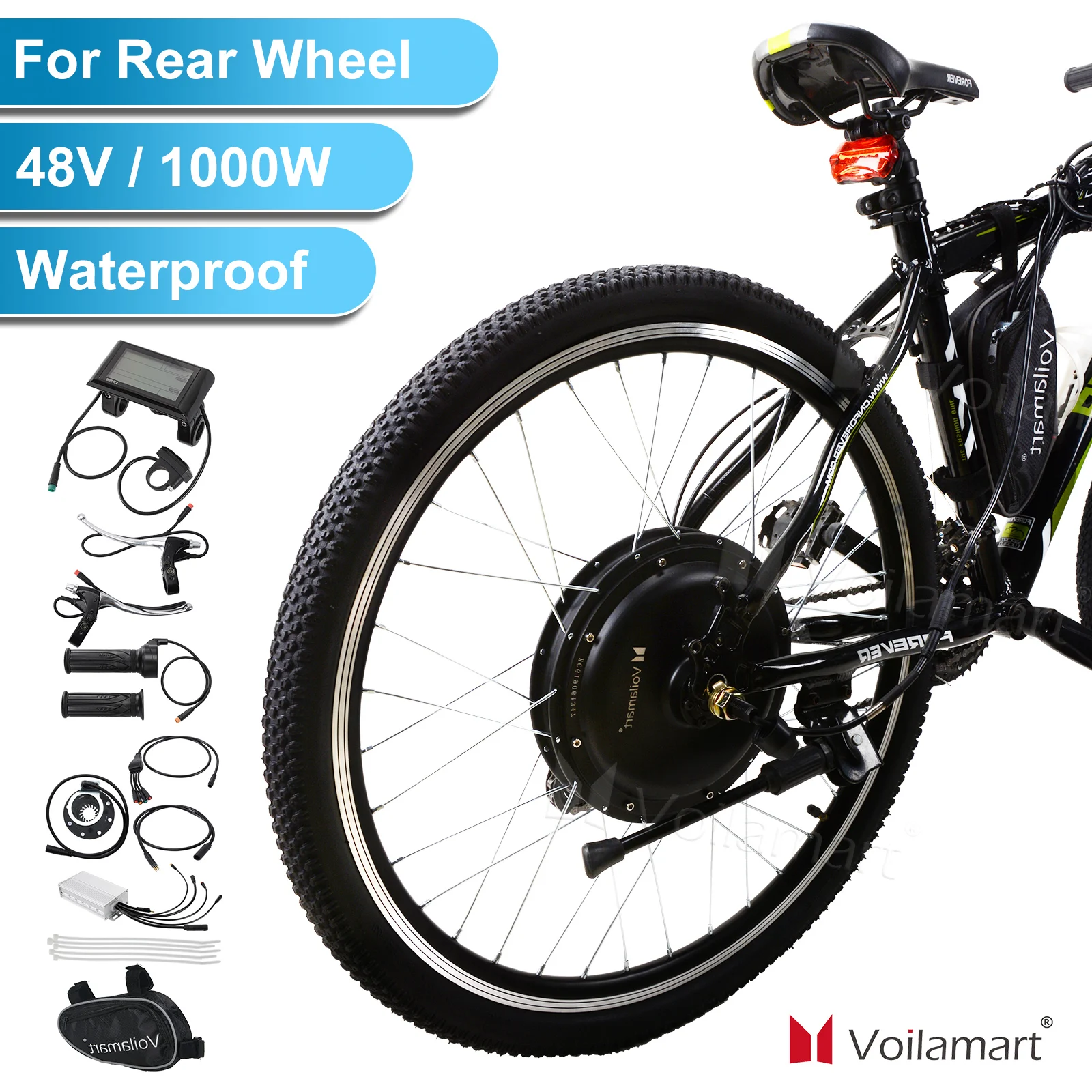 Voilamart Electric Bicycle Kit 26" Rear Wheel 48v 1000w E-bike ...