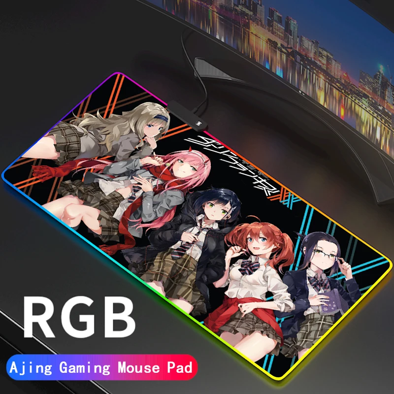 Anime Zero Two Big Breast Girl RGB Mouse Pad Computer LED Gaming Mouse ...