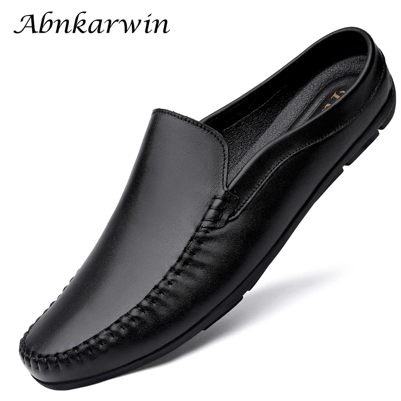 Summer-Mens-Low-Casual-Slip-On-Half-Shoes-For-Men-High-Quality-Leather ...