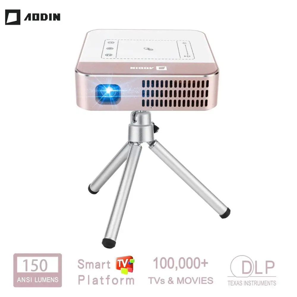 AODIN WOW Portable Mini WIFI Smart HD Projector 150 Ansi Lumen LED DLP ...