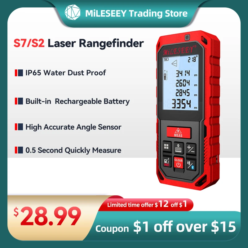 Mileseey S7/s2 40m 100m Laser Rangefinder Military Distance Meter ...