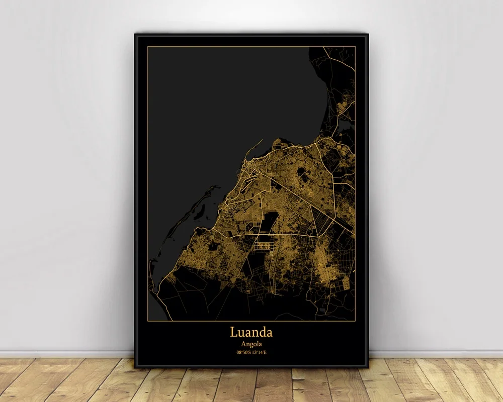 Luanda-angola-preto-ouro-cidade-luz-mapas-cartaz-mundo-personalizado ...