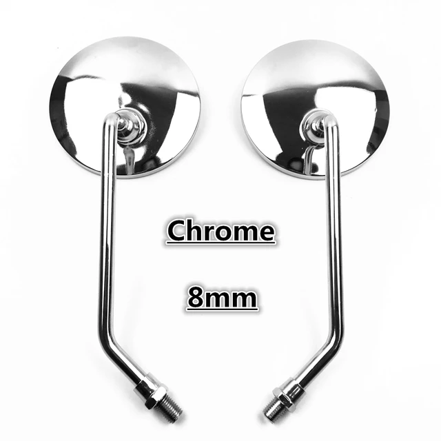 Universal motorcycle mirrors chrome round mirror motorcycle long stem ...