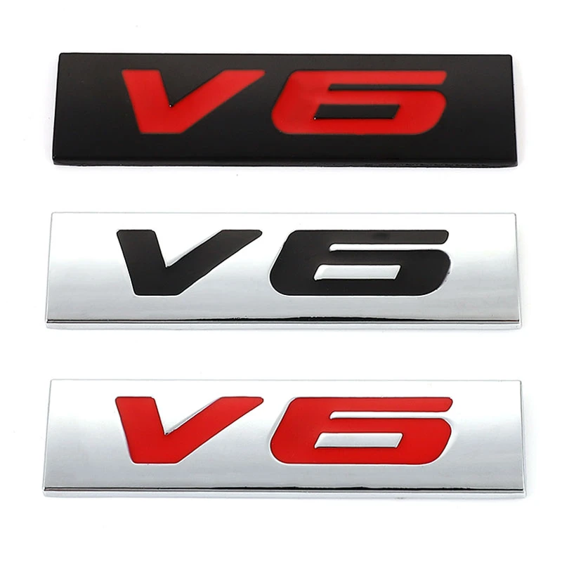 3D Metal V6 V8 Car Stickers Emblem Badge Decal for BMW Audi Ford Focus ...