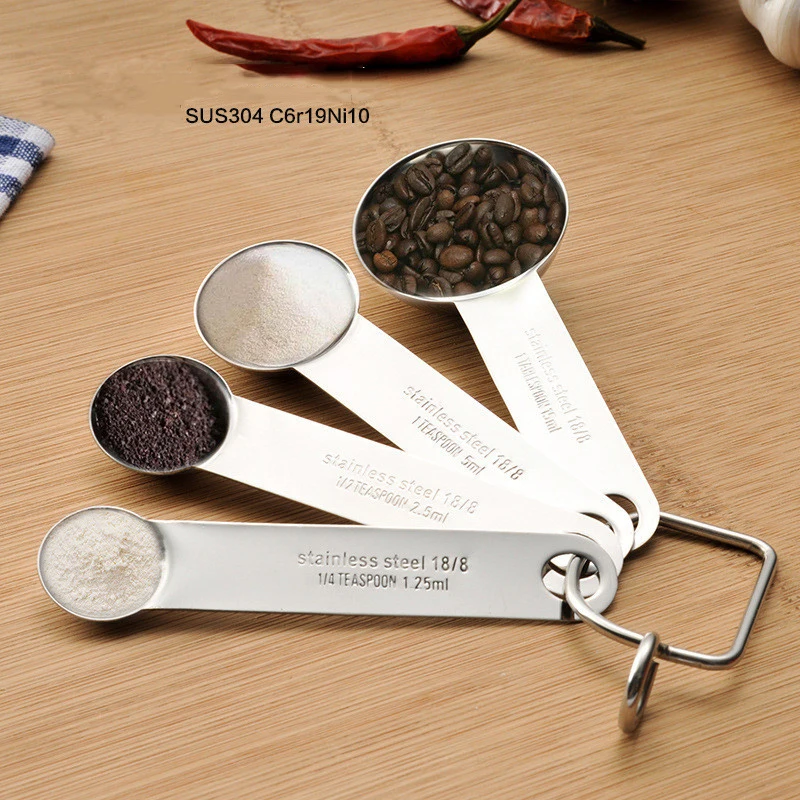4pcs/set 304 Stainless Steel Measurement Tools Coffee Flour Milk Powder ...