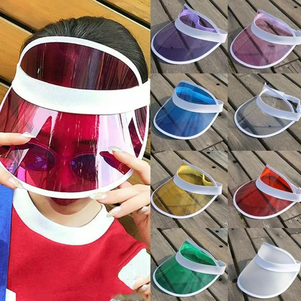 남녀공용 투명 탄성 자외선 차단 핫 바이저 네온 바이저 모자 머리띠 태양 골프 파티 스포츠 테니스 모자햇빛 차단용 모자
