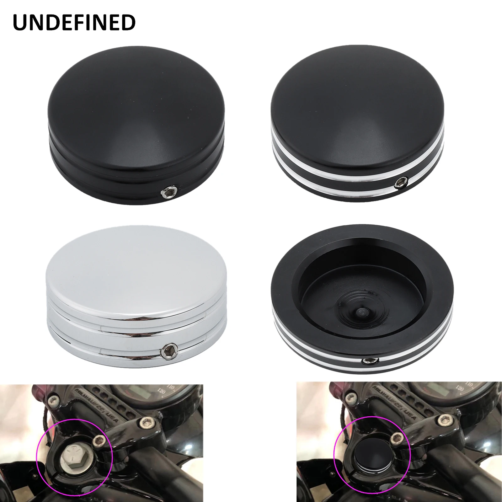 Motorcycle-Upper-Fork-Stem-Covers-Nut-Caps-CNC-Aluminum-For-Harley ...