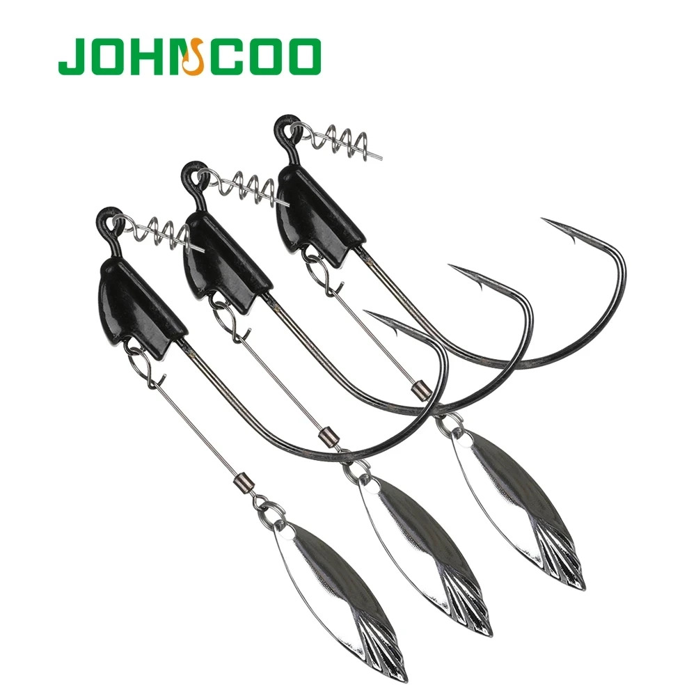 JOHNCOO 4pcs Weighted Fishing Hooks with Twist Locks 5.25g 6g 6.5g7.8g ...