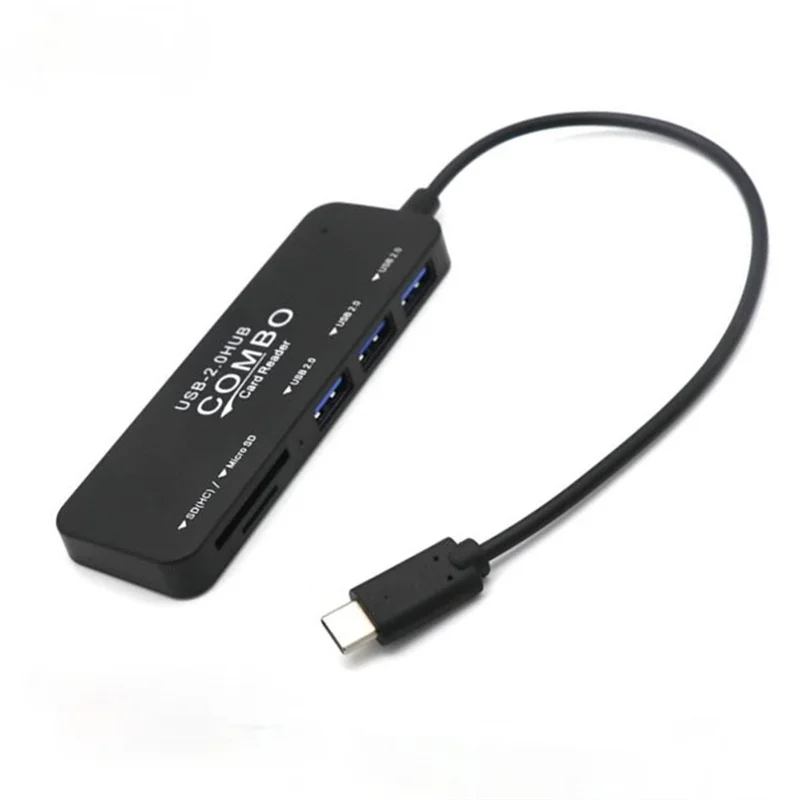 USB Combo USB 2.0 Hub High Speed Portable 3 Ports USB Divider Card ...