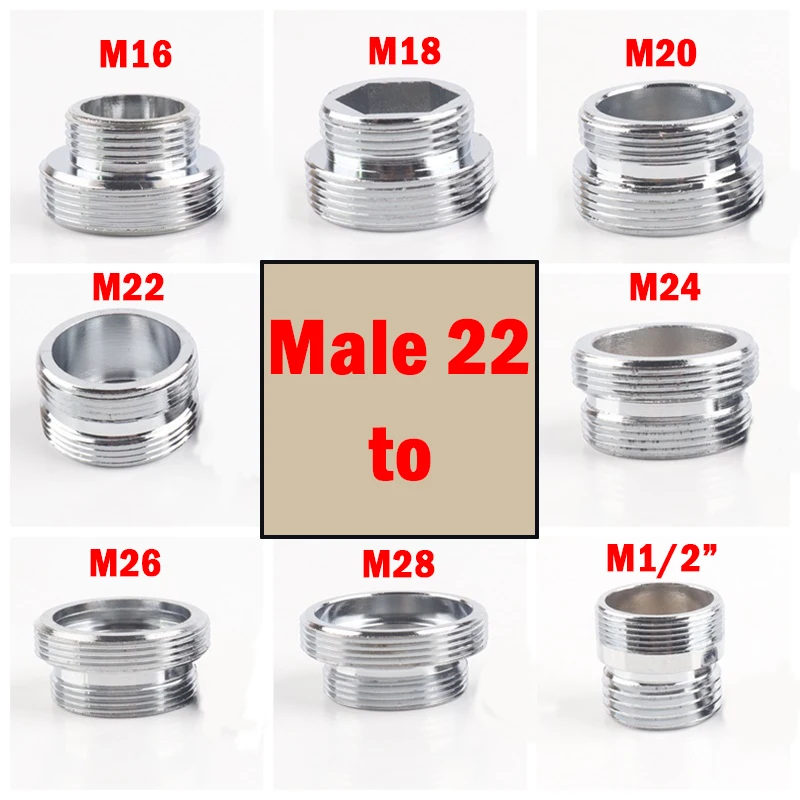 2Pcs-Stainless-Steel-Male-M22-to-M20-M18-M28-Thread-Connector-Faucet ...