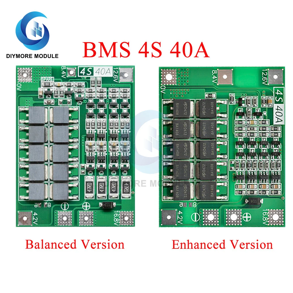 Bms 4s 40a 14.8v 16.8v Li-ion Lithium 18650 Battery Charger Protection ...