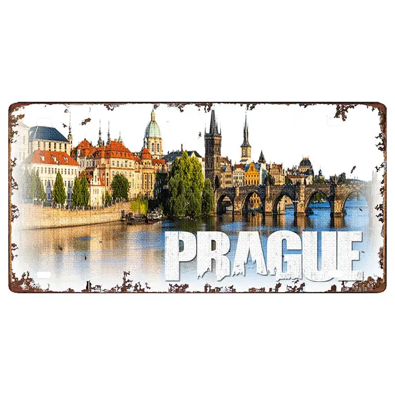 30X15CM Welcome To Prague Vintage Metal Sign Travel Souvenir Plaque For ...