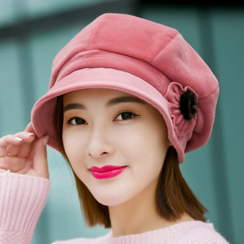 Sombrero de boina de lana H7714 para mujer, gorro cálido informal para ...