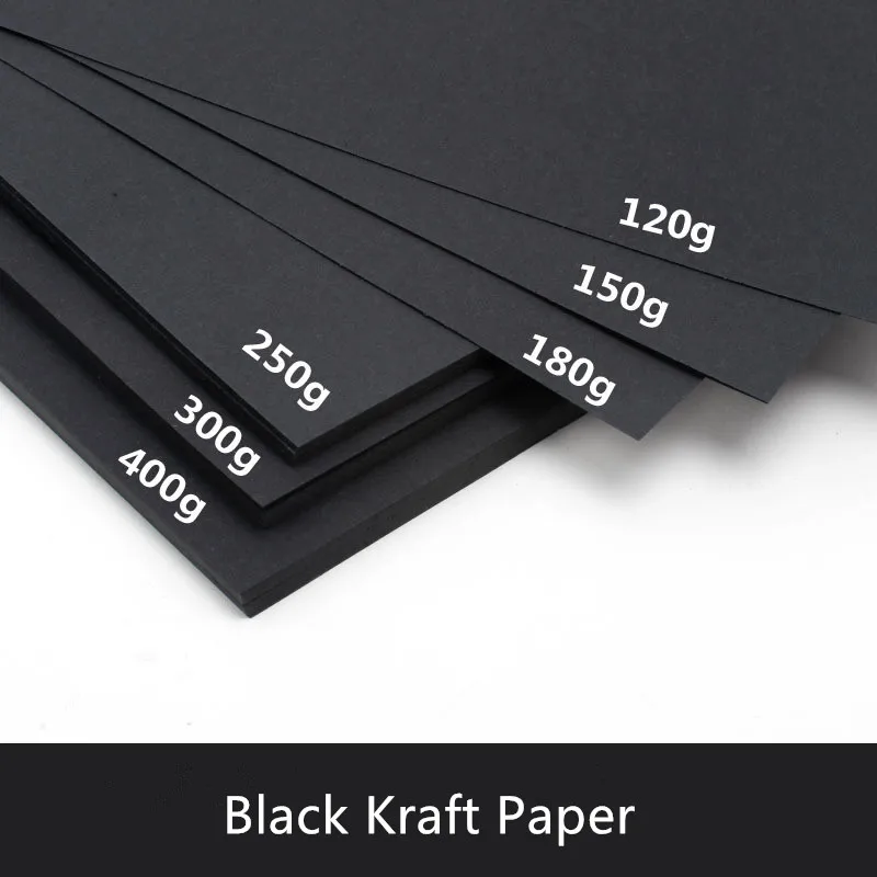 Papel Kraft negro para hacer tarjetas, A3, A4, A5, 120g, 150g, 180g, 250g, 300g, 400g, cartón ...