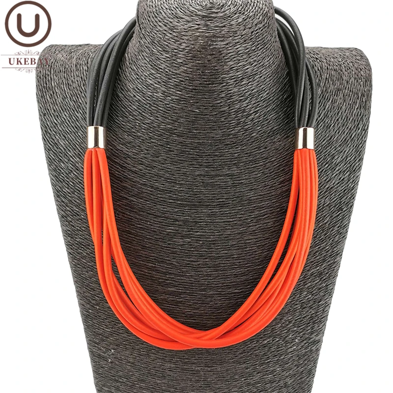 UKEBAY New Black And Red Rubber Choker Necklaces Designer Handmade ...