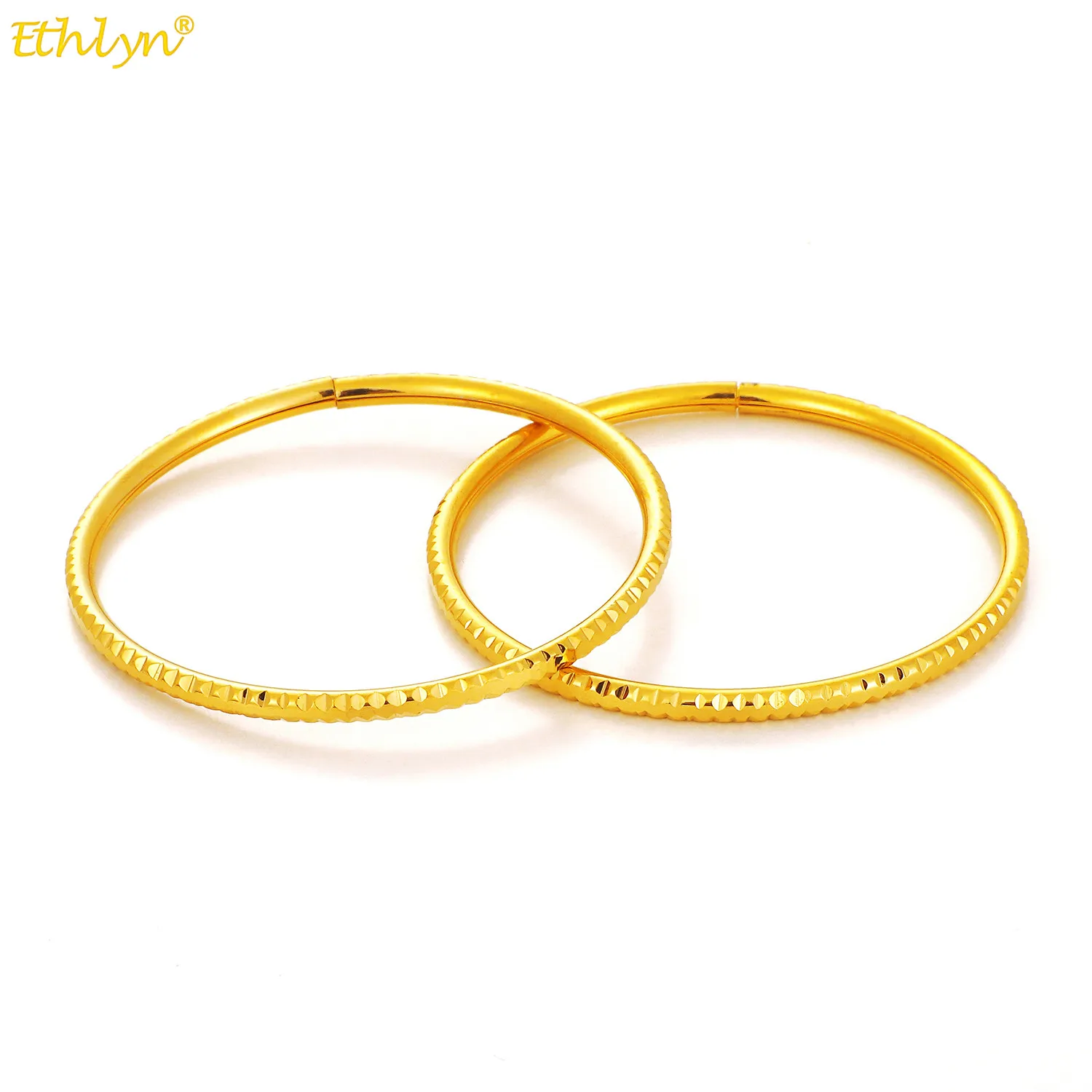 Ethlyn 2pcs/lot Small Bangle For Girls/baby Gold Color Charm India ...