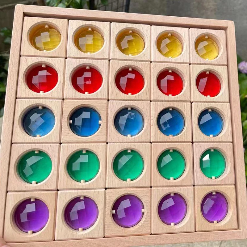 Wooden Gem Blocks Light Transmission Rainbow Stacking Toys Creative ...