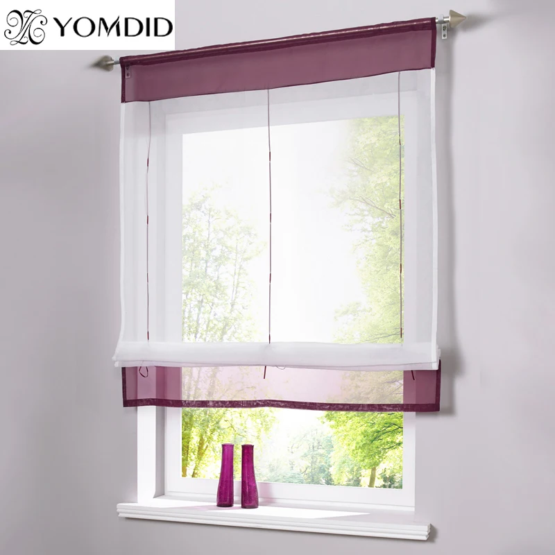Pastoral Roman Curtains Solid Sheer Window Tulle Curtain For the ...