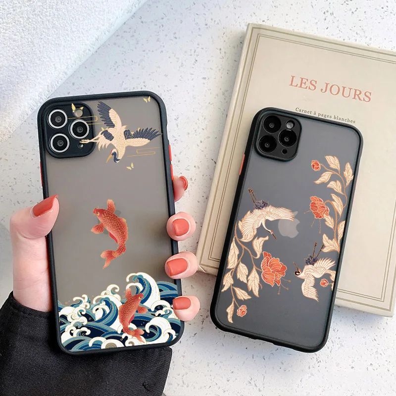Crane-Koi-Chinese-style-Phone-Cases-For-iPhone-15-11-12-14-13-Pro-Max ...