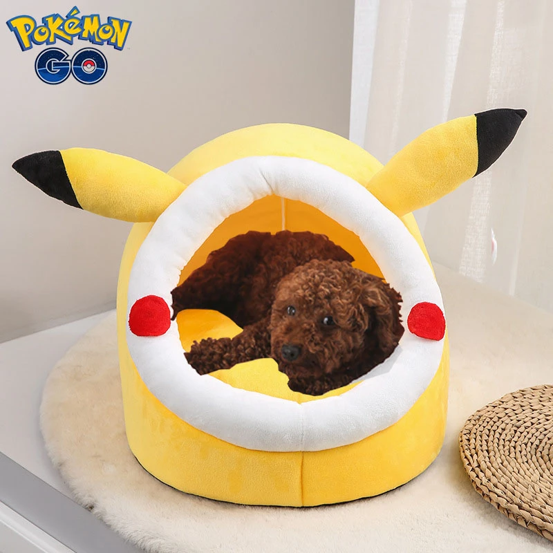 Pokemon Pikachu Anime Pet Dog Cat Nest Bed Cute Round Plush Cat Warm ...