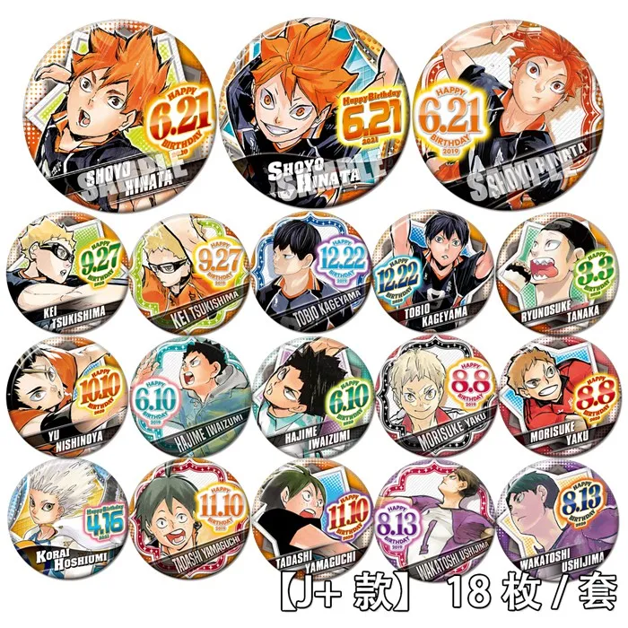 58mm Volleyball Haikyuu !! Hinata Shoyo Oikawa Tooru Birthday Version ...