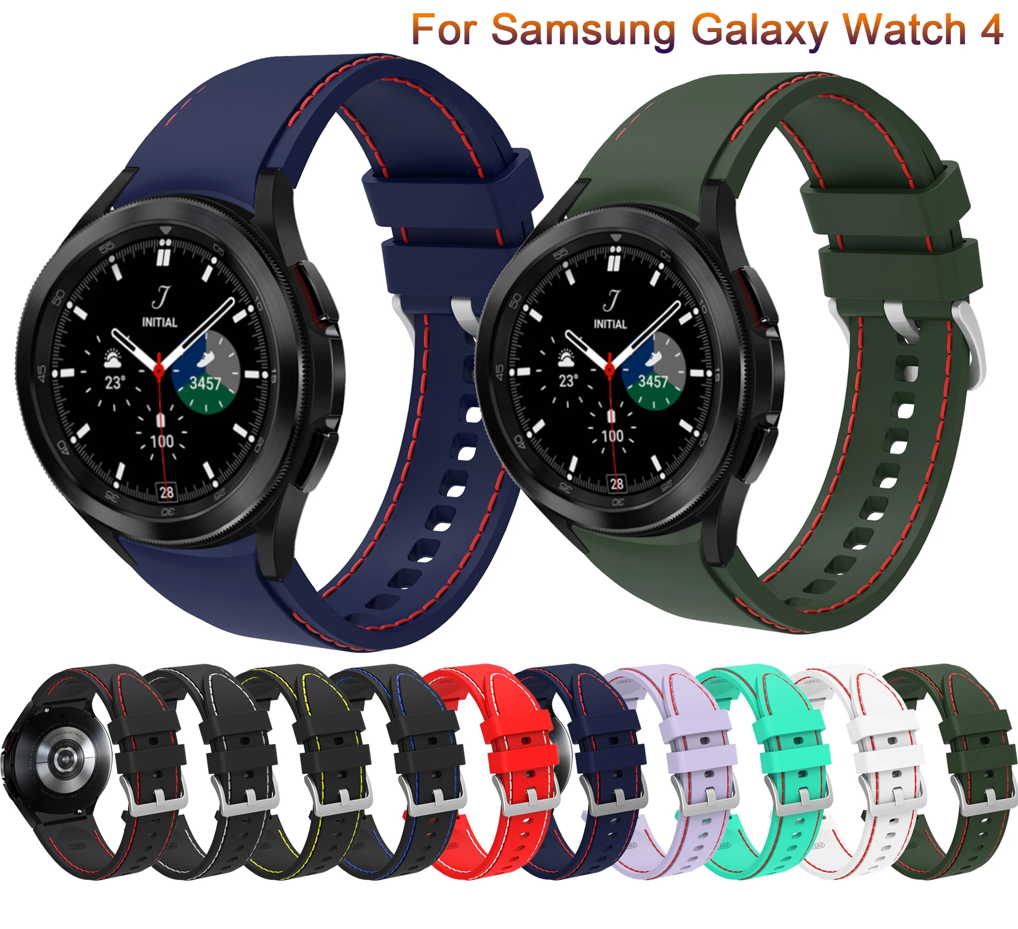 Silicone-Bands-For-Samsung-Galaxy-Watch-4-Classic-46mm-42mm-Silicone ...