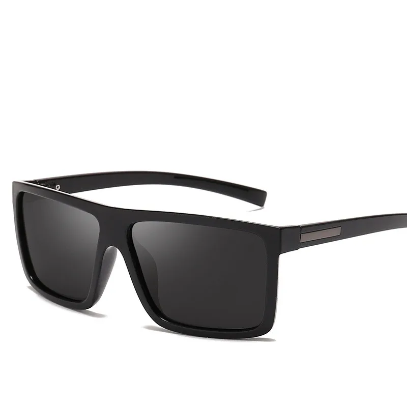 Evove Polarized Sunglasses Men Flat Top Glasses Male Black Driving