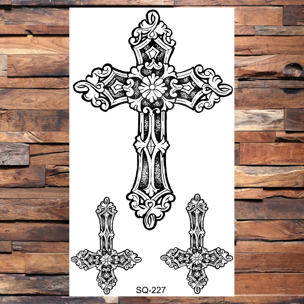 Wooden Cross Tattoos For Men On Back