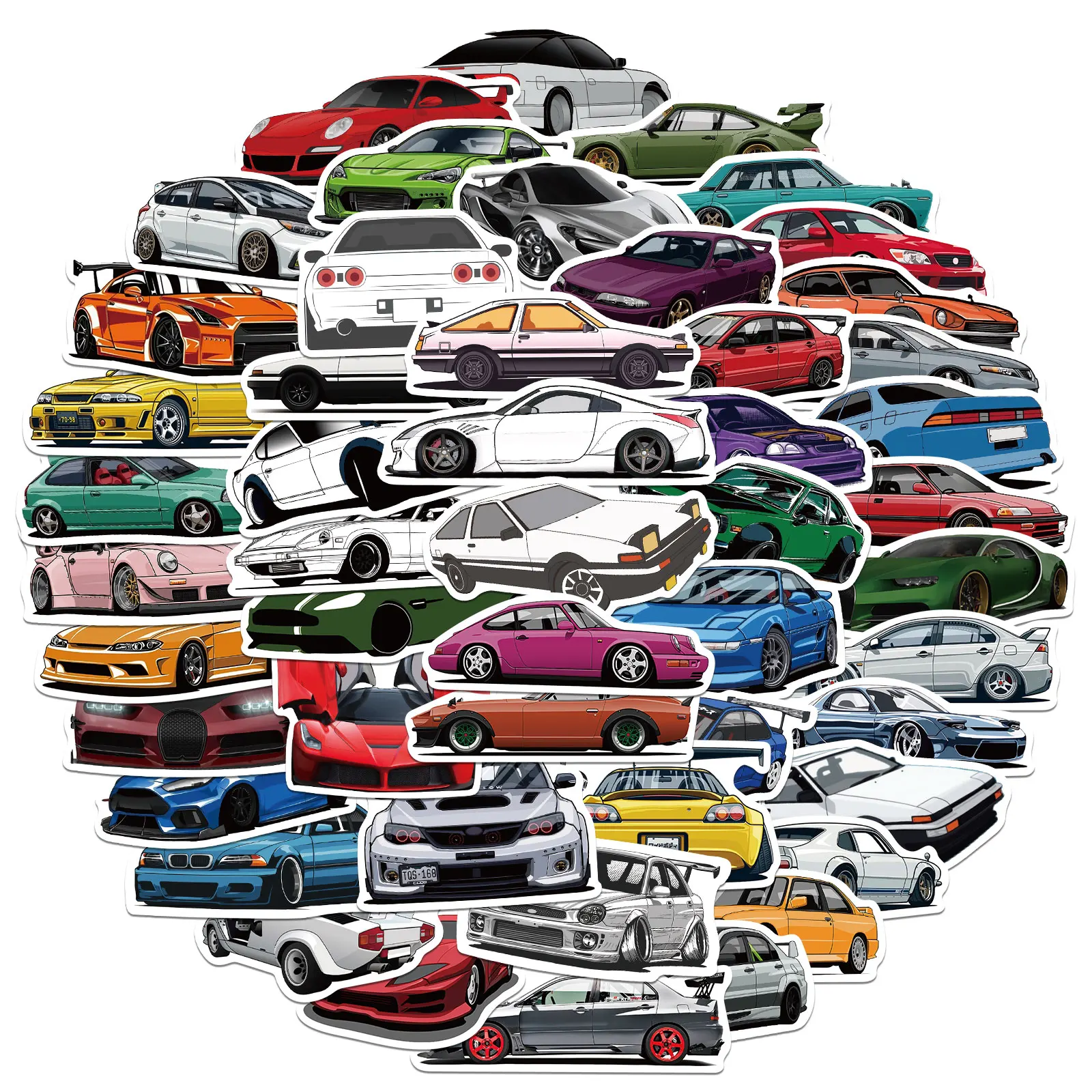 25/50pcs Retrofit Racing Car Graffiti Stickers Laptop Guitar Luggage ...