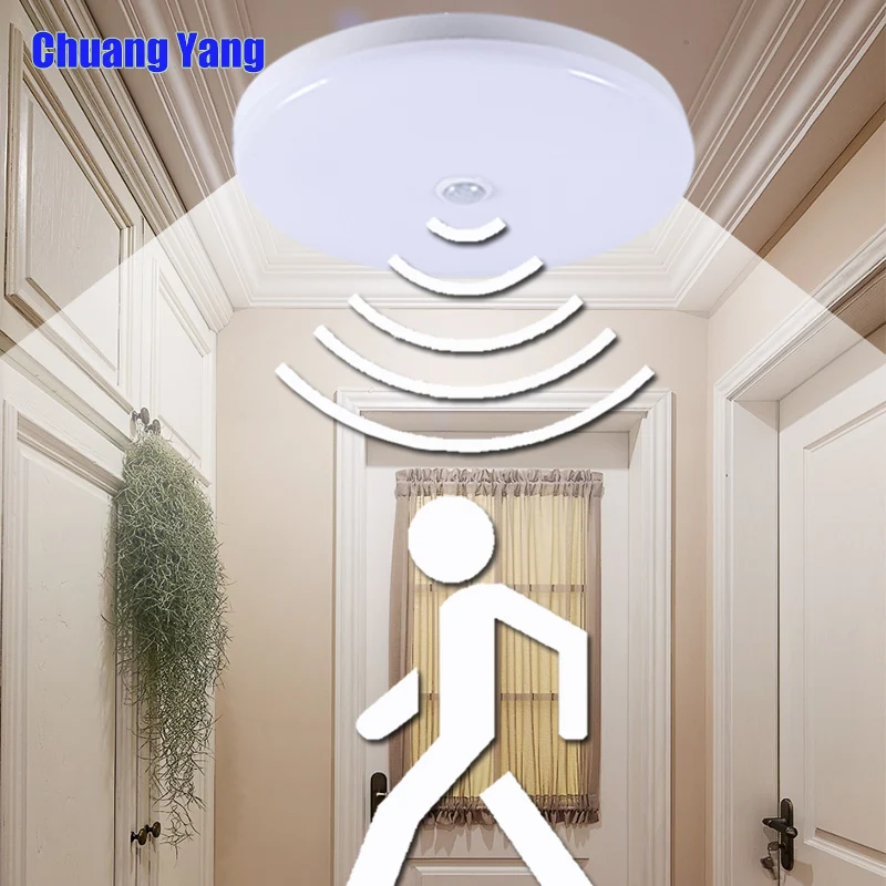 Surface Mounted Pir Motion Sensor Led Ceiling Lamps 12w 18w Night ...