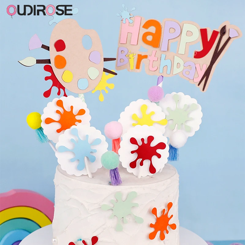 Colorido graffiti pintura bolo toppers sonhador pintor decoração de ...