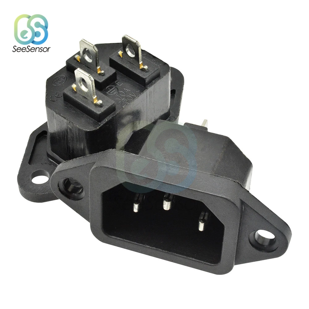 Conector de enchufe de corriente alterna, 10A, 250VAC, 3 pines, AC 04 ...