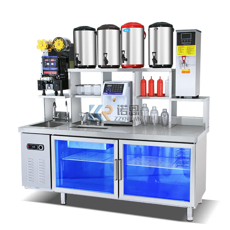 Manufacturer-Stainless-Steel-Bubble-Tea-Counter-Milk-Tea-Working ...