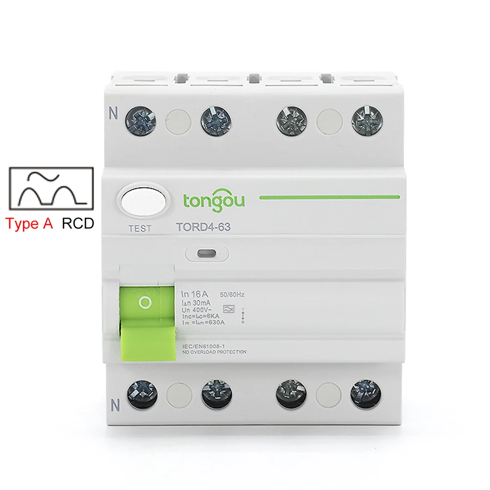 ประเภท A RCD 4P 40A 30mA 100mA 300mA 6KA RCCB แม่เหล็กไฟฟ้า Residual ...