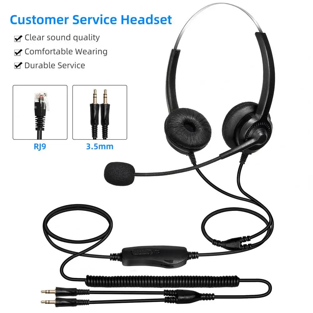 Wired Usb Headset 3.5mm Rj9 Telephone Traffic Headphone Customer ...