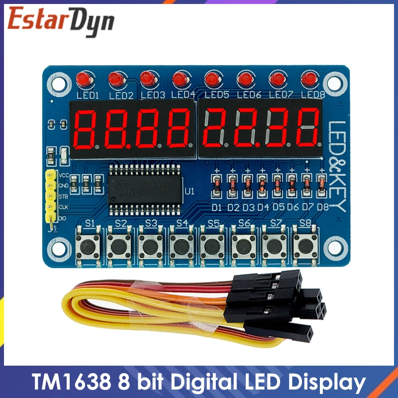 Pantalla de teclas de módulo TM1638 para AVR Arduino, nuevo tubo LED Digital de 8 bits, 8 bits ...