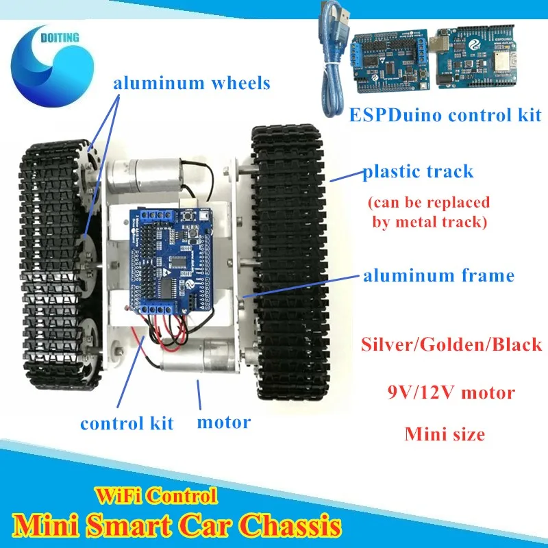 Mini T100 Crawler Metal Tank Robot Chassis with Wireless WiFi ...
