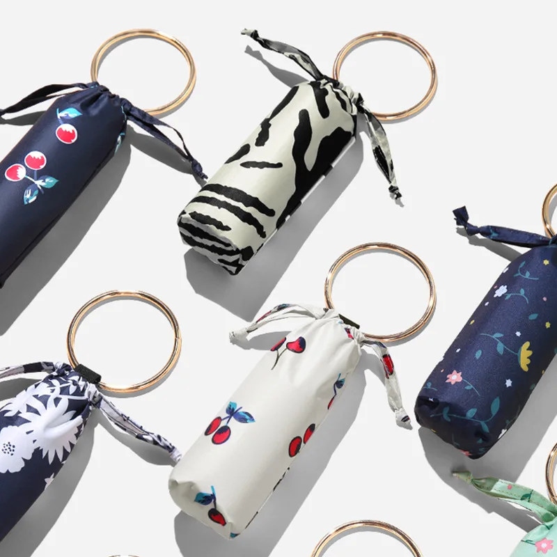 Fashion Cute Mini Umbrella Five Folding UV Luxury Umbrella Rain Women ...