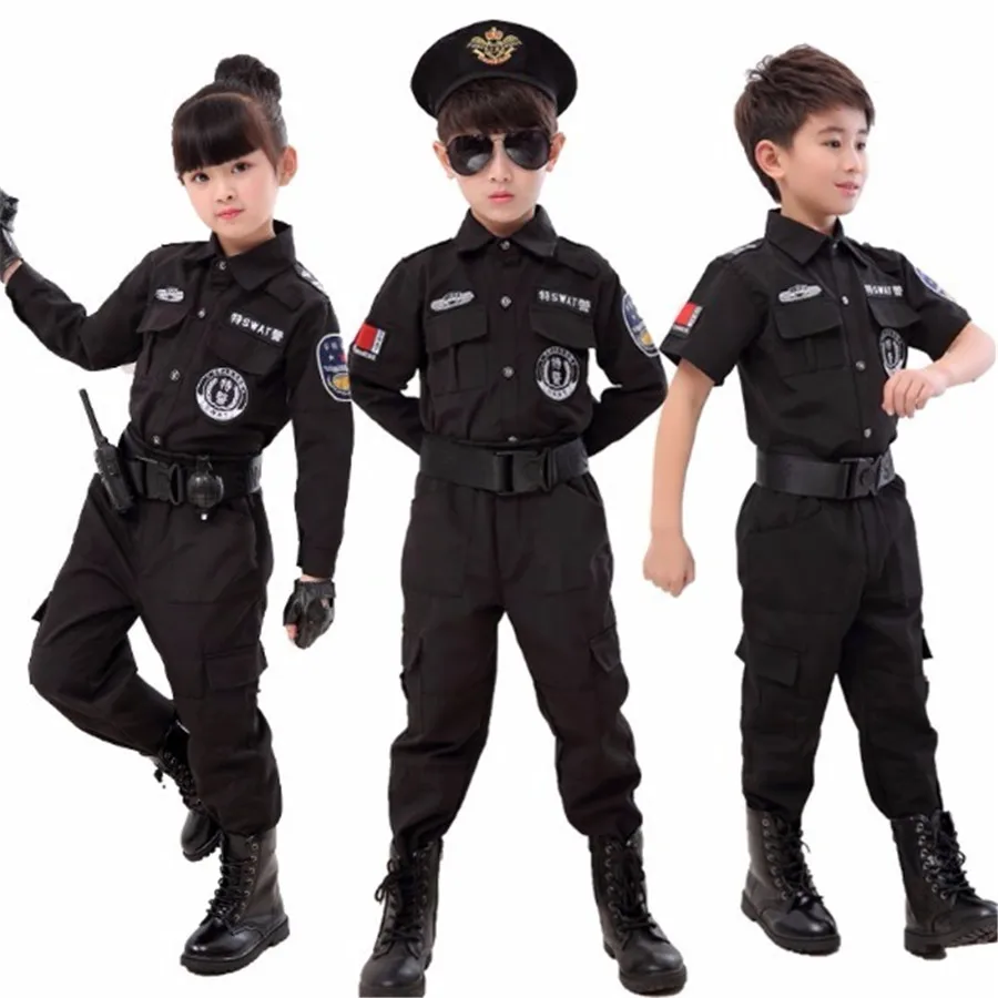 Boys Girls Policemen Costumes Children Cosplay For Kids Army Police ...