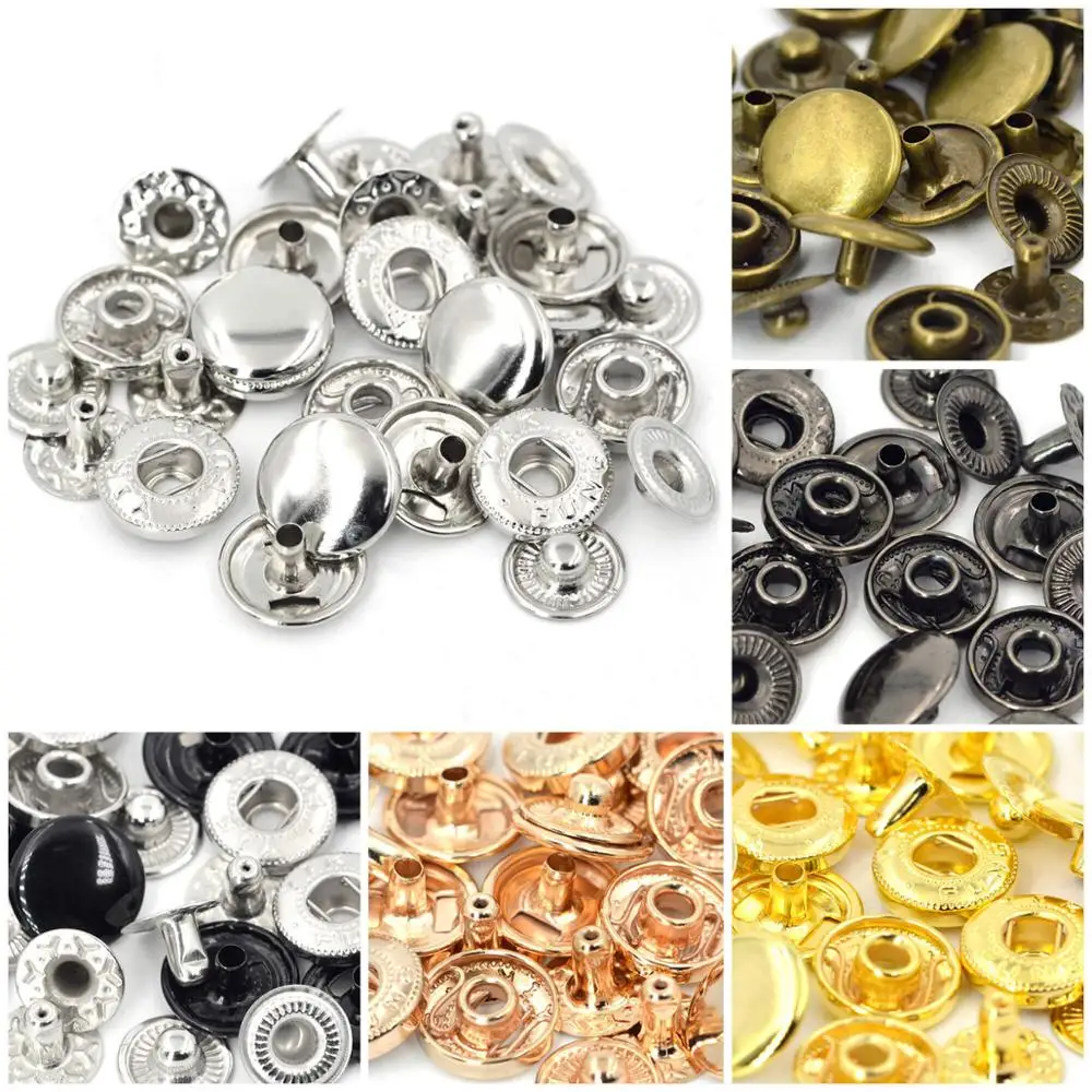 Kalaso 50sets 10mm 12.5mm 15mm Metal Press Studs Sewing Snap Button ...