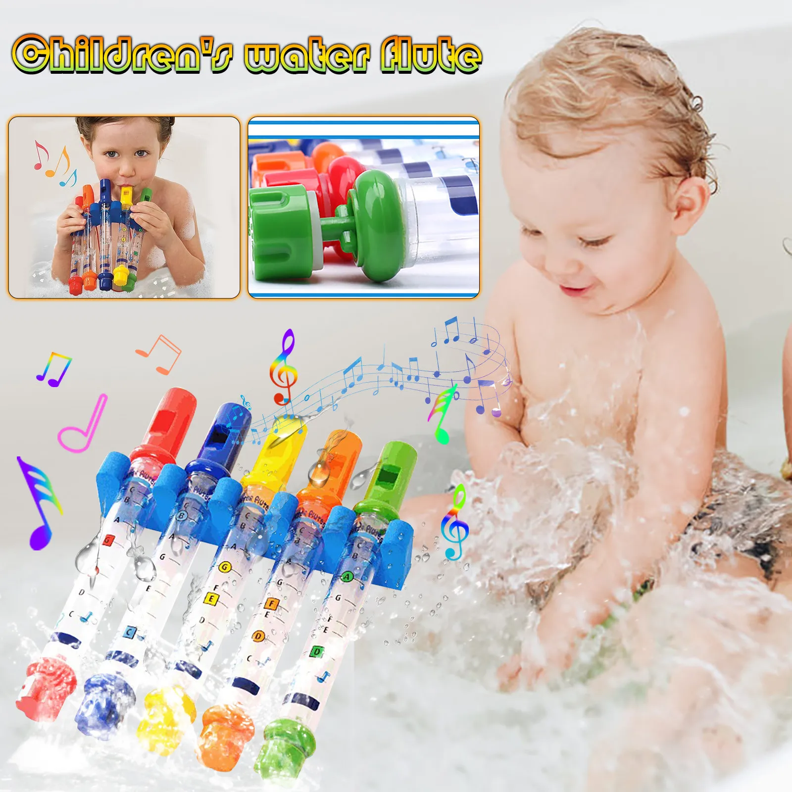 1pcs Water Flute Toy Kids Children Colorful Water Flutes Bath Tub Tunes ...
