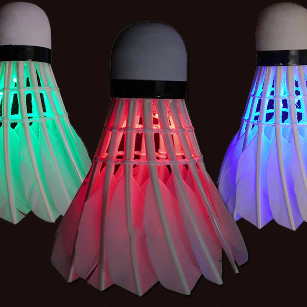 Led 배드민턴 다채로운 거위 깃털 셔틀콕 어두운 밤 발광 버디 조명 야외 실내 스포츠 활동 4 개 셔틀콕 Aliexpress