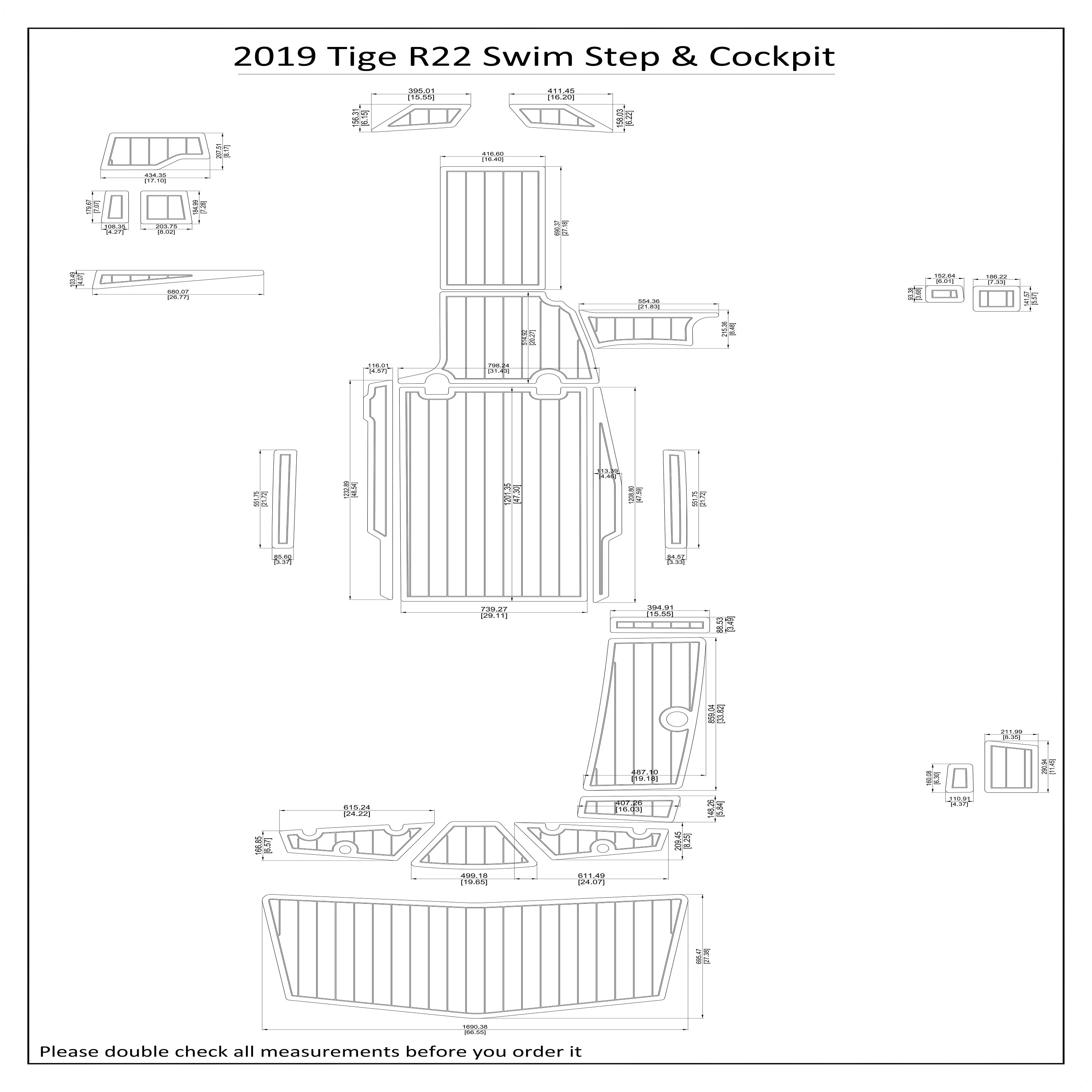 2019 Tige R22 Swim Step Cockpit Boat EVA Faux Foam Teak Deck Floor Pad ...