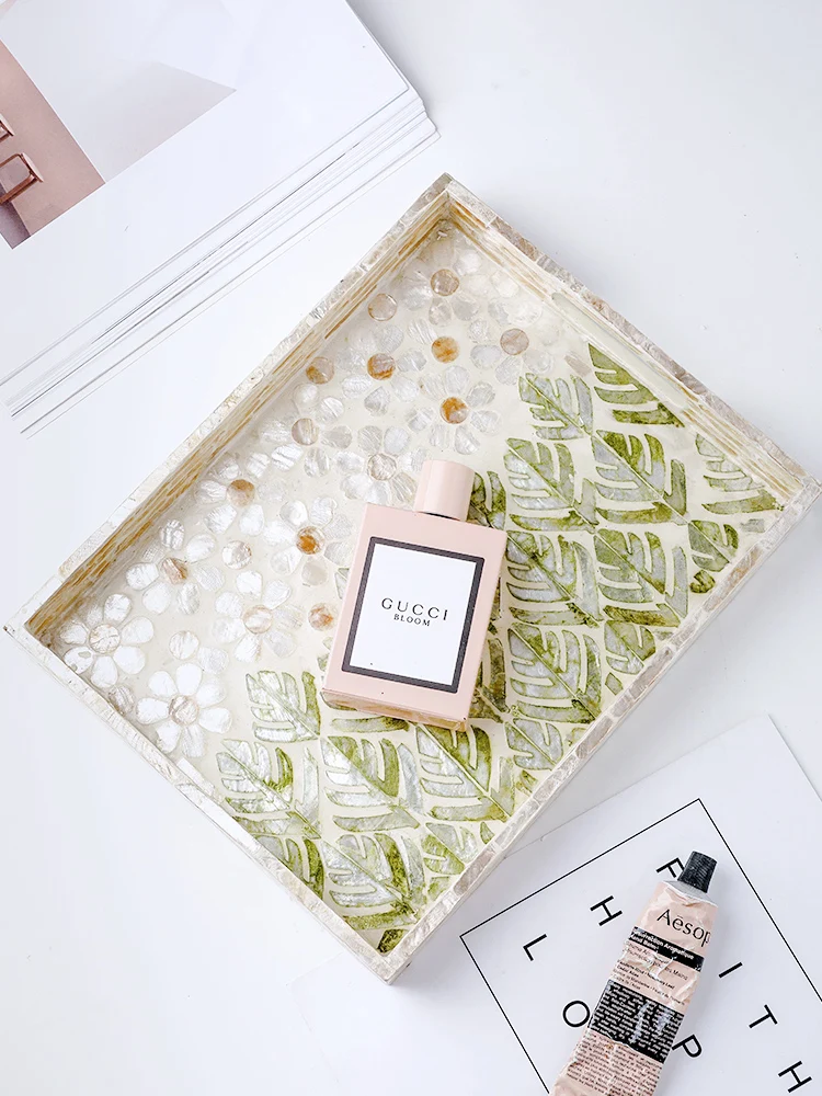Nordic style natural color shell storage tray high end household ...