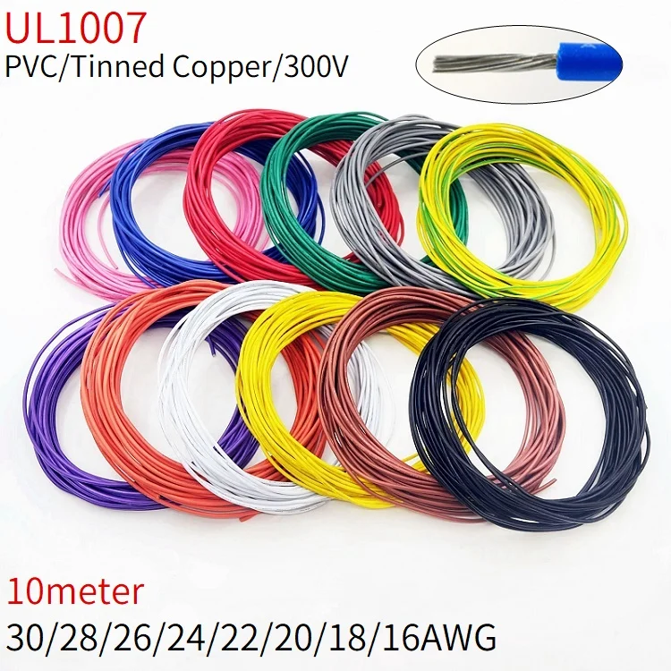 10M Electronic Wire Tinned Copper Cable PVC Insulated 14AWG 16AWG 18AWG 20AWG 22AWG 24AWG 26AWG ...
